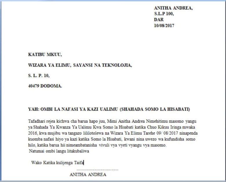 Mfano wa Barua za Kazi ya Ualimu TAMISEMI 2024 - HABARI FORUM