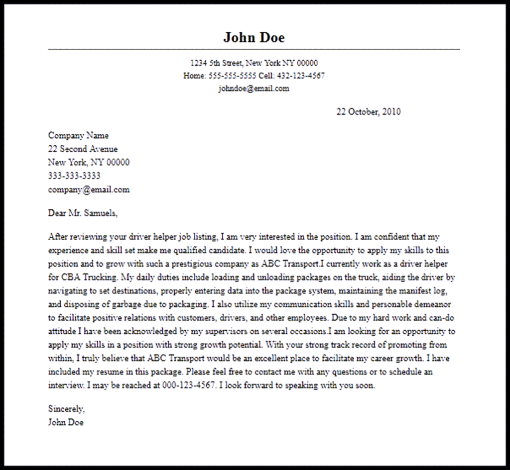 Mfano wa Barua ya Kuomba Kazi ya Udereva - HABARI FORUM