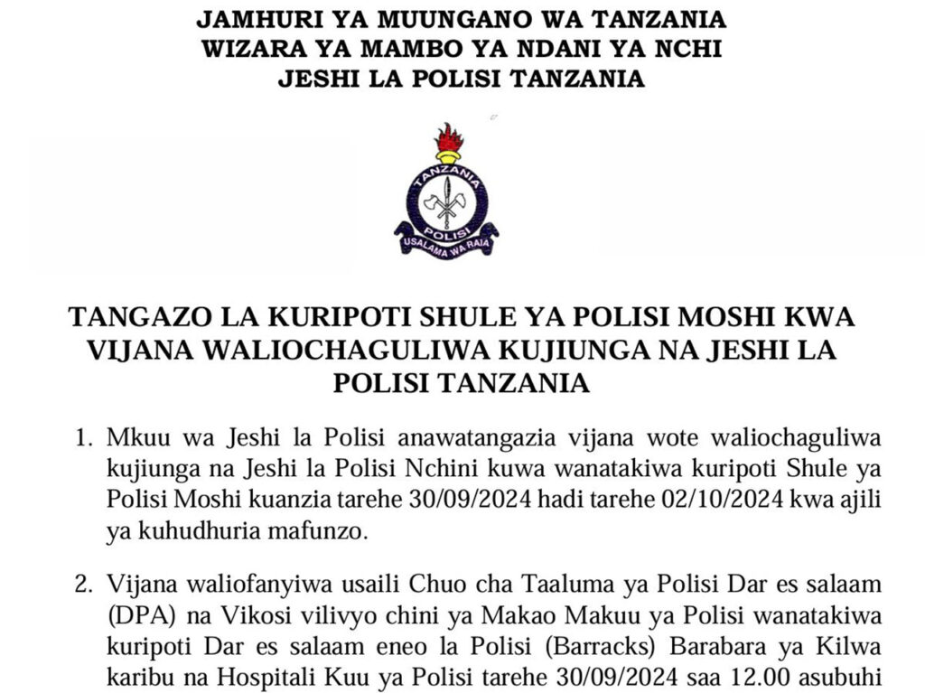 Majina ya Waliochaguliwa Kujiunga na Jeshi la Polisi 2024 - HABARI FORUM