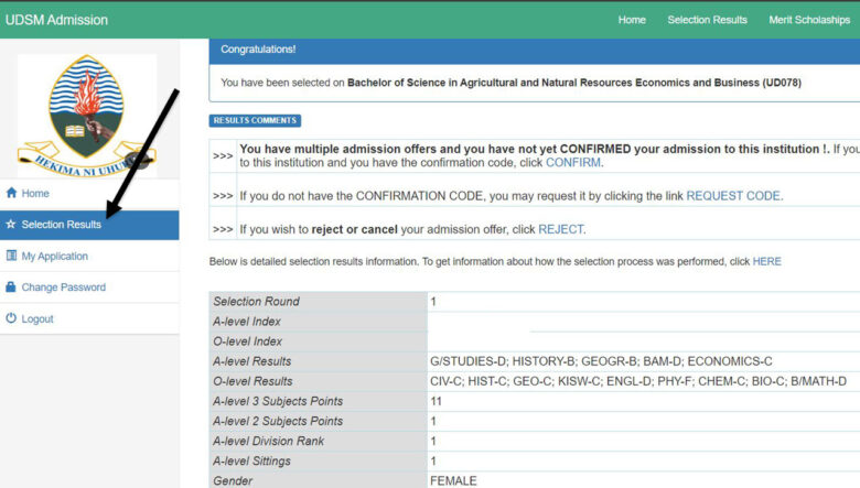 Majina ya Wanafunzi Waliochaguliwa kujiunga Chuo Kikuu UDSM 2025/2026