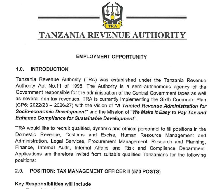 Mfano wa Barua ya Kuomba Kazi TRA (Tanzania Revenue Authority) - HABARI ...